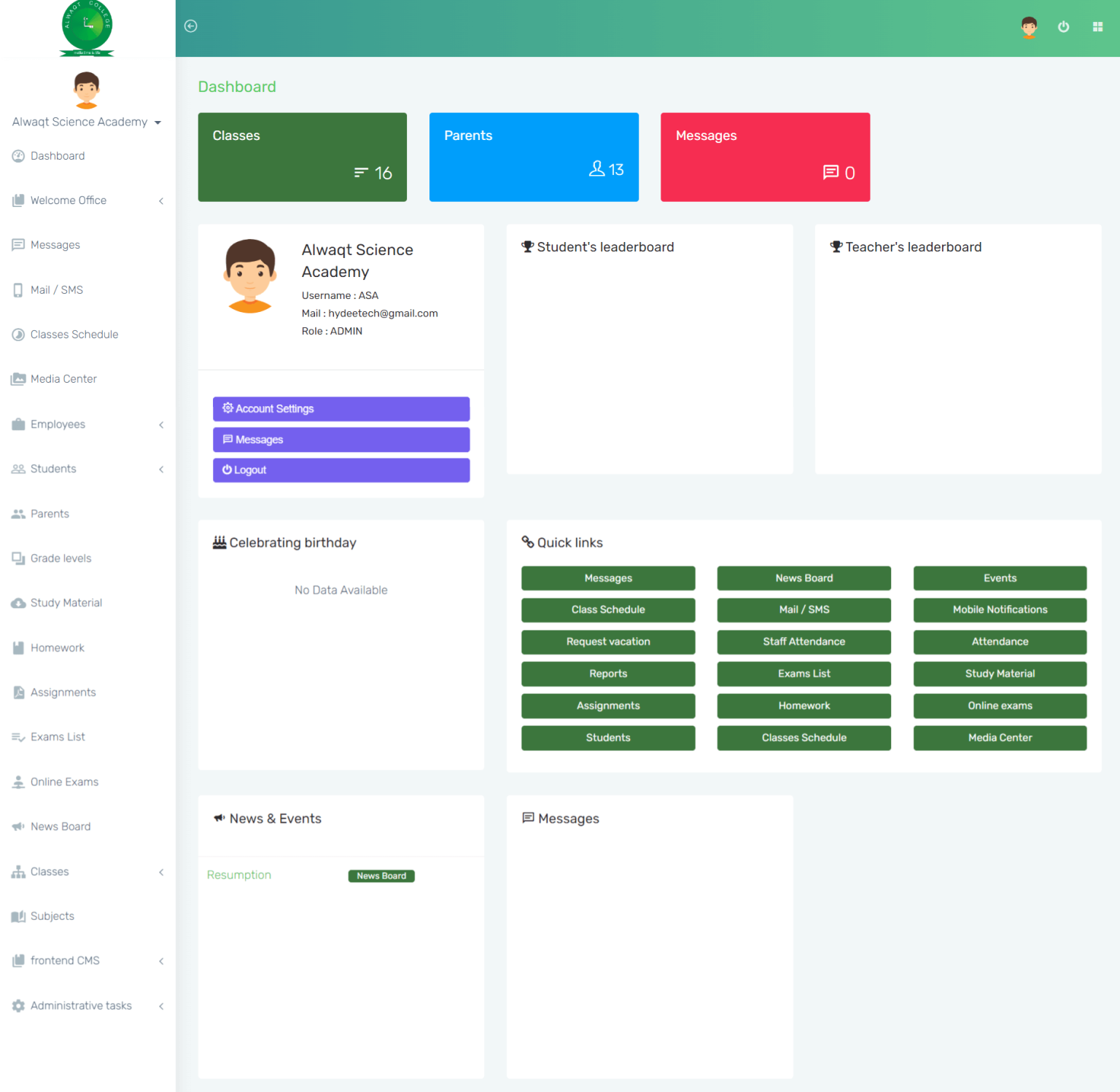 CDT – School Management System - Creative Digita Technologies