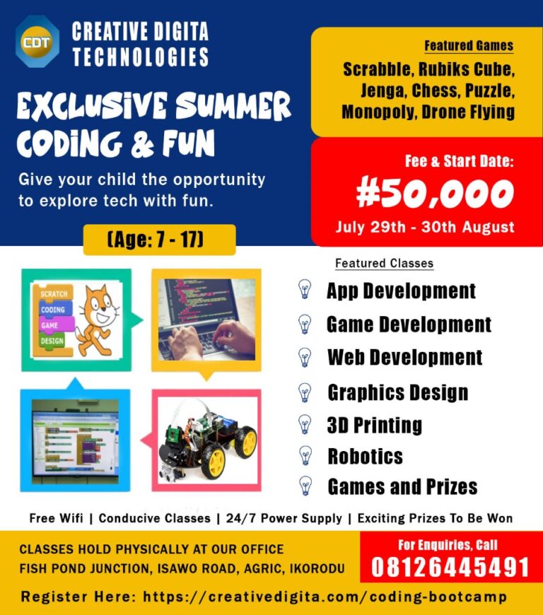Summer Coding For Kids In Ikorodu 2025 - Creative Digita Technologies